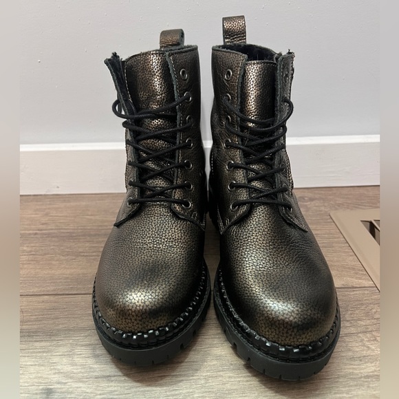 GĒMO | Shoes | Gemo Womens Metallic Leather Combat Boots Size 65 37 ...